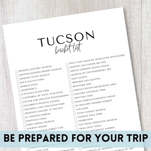 Tucson, Arizona Bucket List Printable | Travel Bucket List | Travel ...