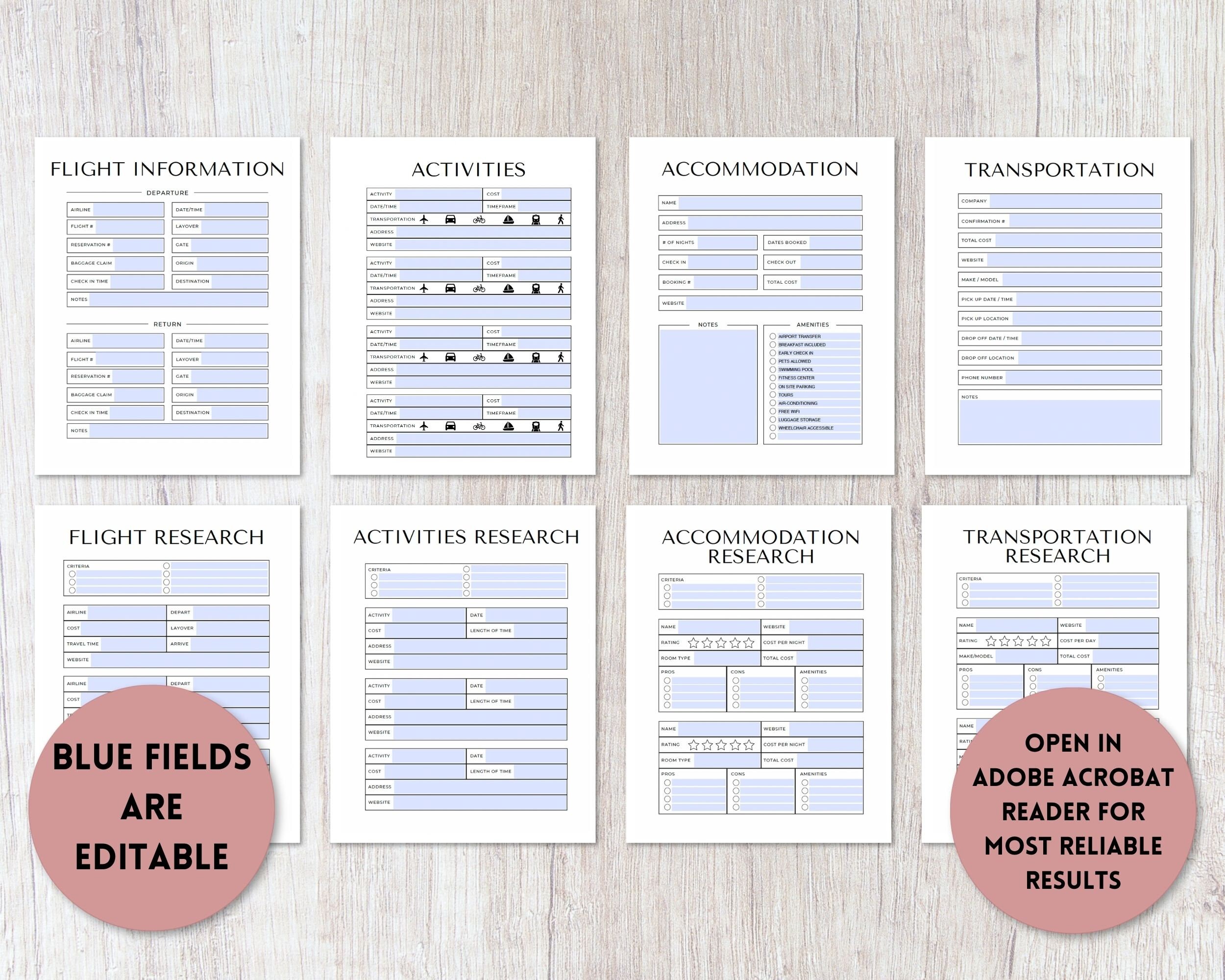 Editable Travel Research Printable Car Rental Template - Etsy