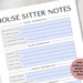 Editable House Sitter Notes Printable | House Sitter Information ...