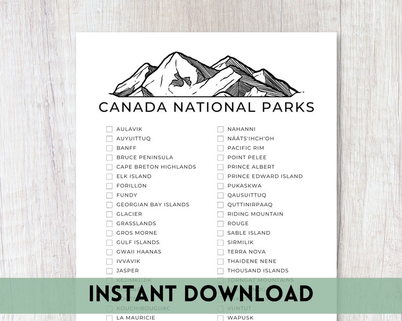 Canada National Park Checklist Printable | Canada National Parks ...