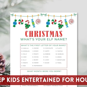 Christmas What's Your Elf Name Printable Christmas Game for Kids ...