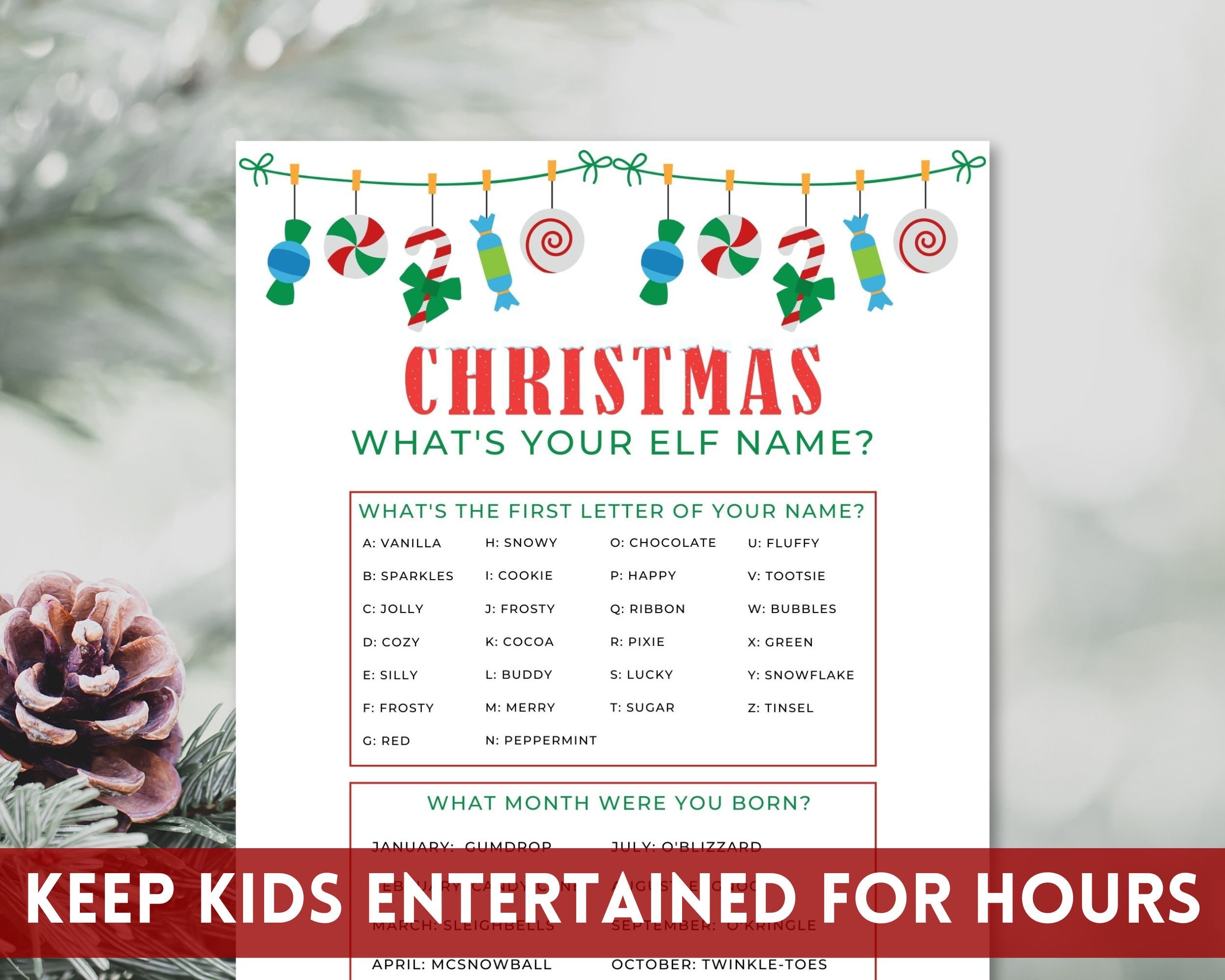 Christmas What's Your Elf Name Printable Christmas Game for Kids ...