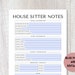 Editable House Sitter Notes Printable | House Sitter Information ...