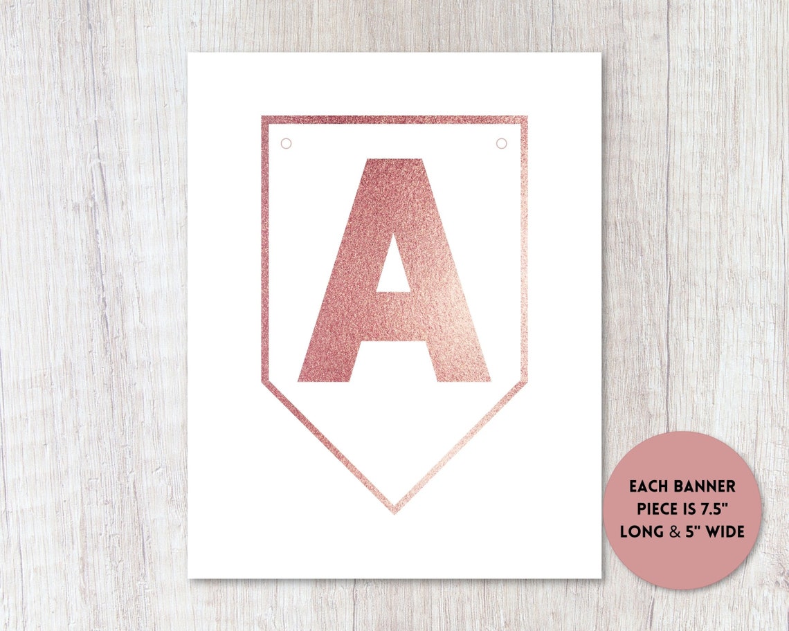Rose Gold Banner Printable | Alphabet Letter Banner Decorations | Party ...