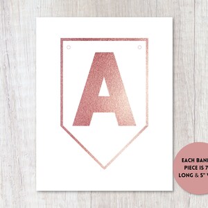 Rose Gold Banner Printable | Alphabet Letter Banner Decorations | Party ...