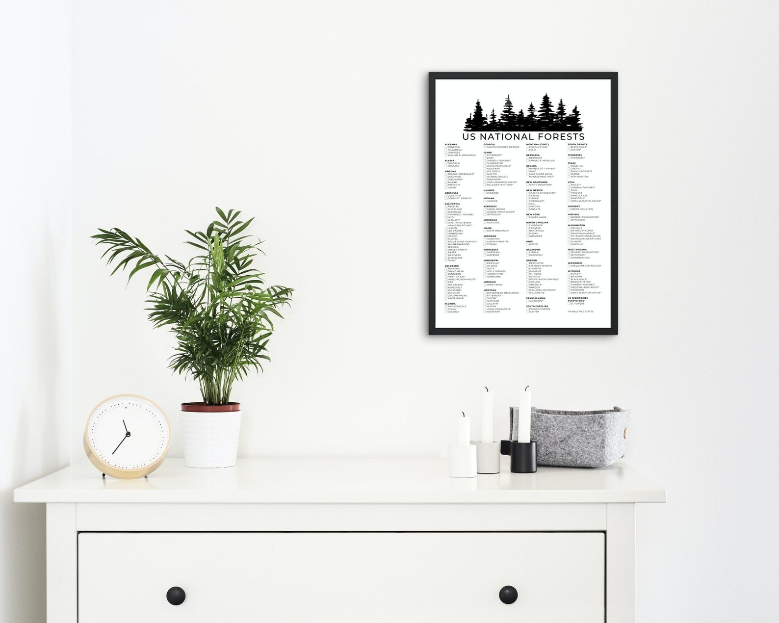 US National Forests Checklist Printable | National Forest Sign | Black ...