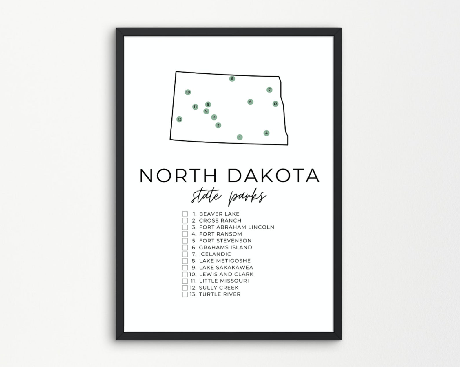 North Dakota State Park Map Printable | State Park Checklist | State ...