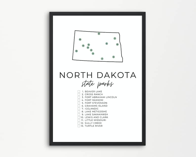 North Dakota State Park Map Printable | State Park Checklist | State ...