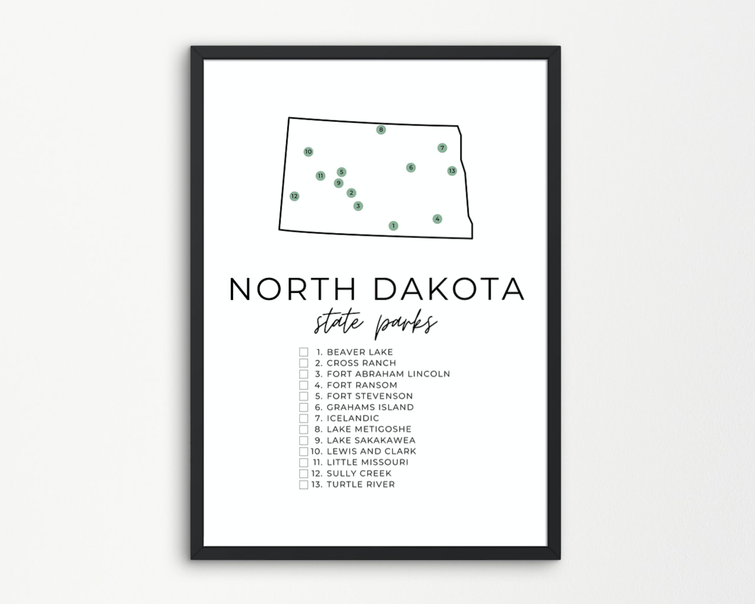 North Dakota State Park Map Printable | State Park Checklist | State ...