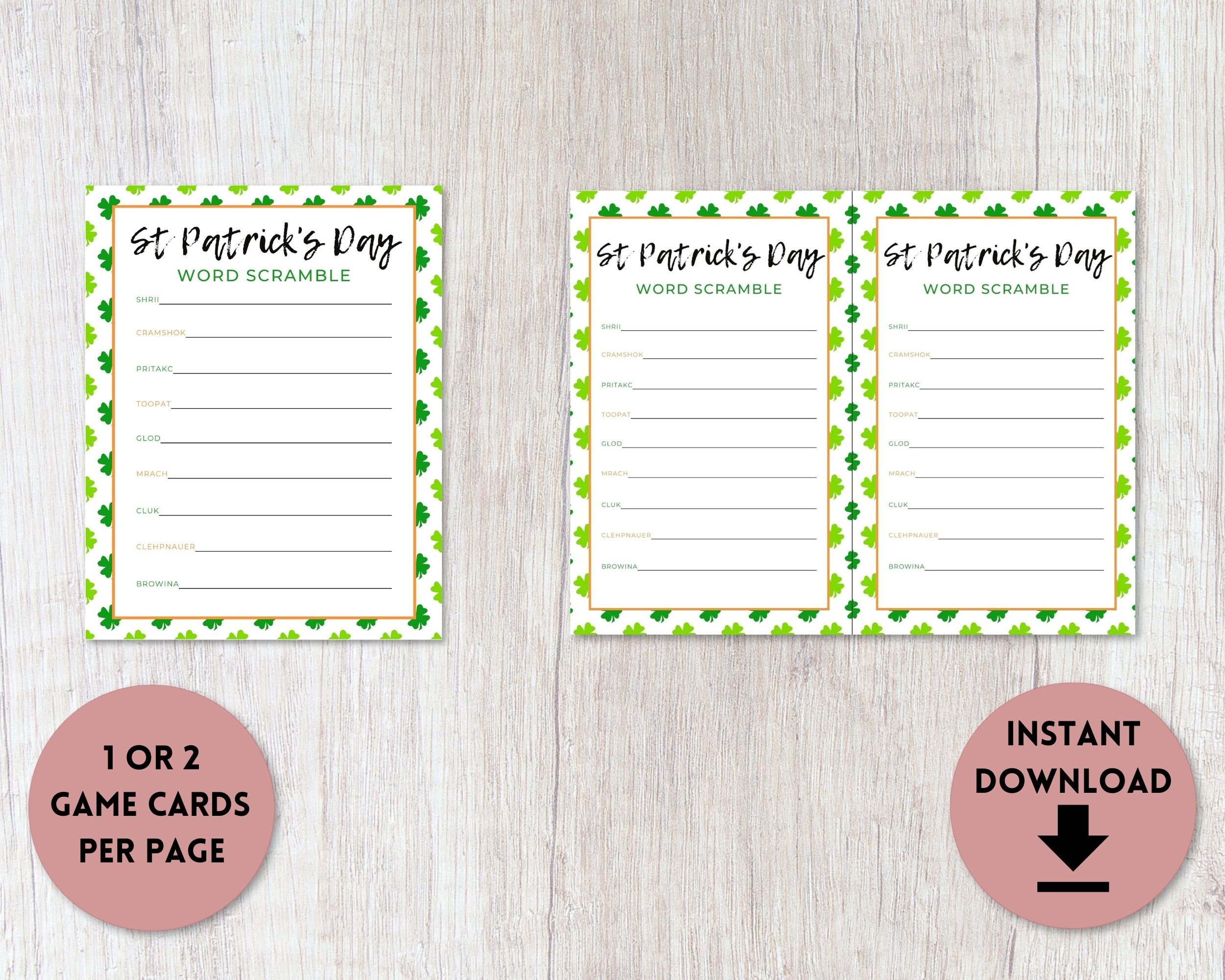 10 St Patricks Day Games for Adults Printable Holiday | Etsy