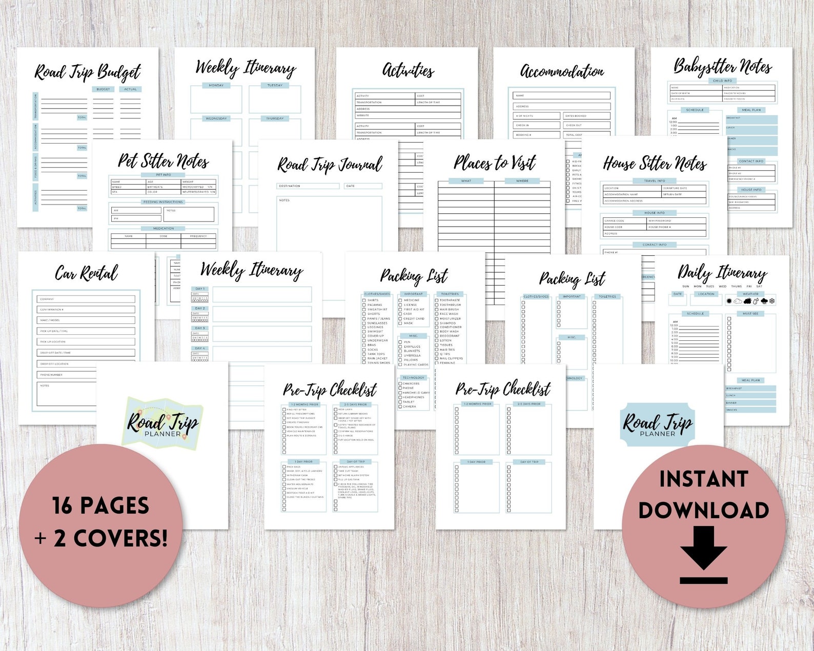 Road Trip Planner Bundle Printable PDF | Road Trip Template | A4, A5 ...