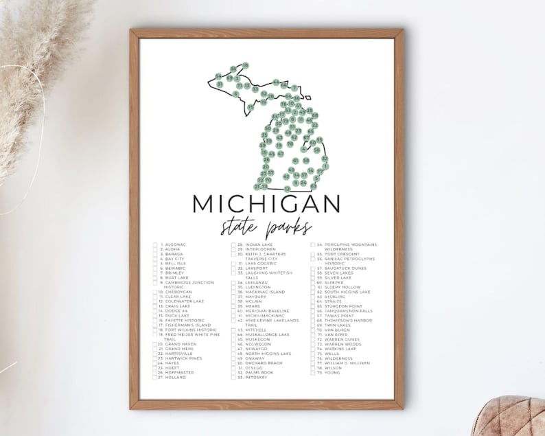Michigan State Park Map Printable | State Park Checklist | State Parks ...