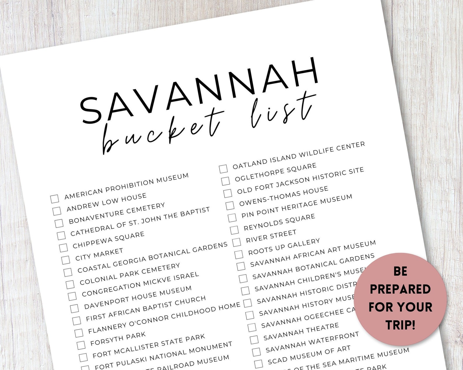 Savannah, Georgia Bucket List Printable | Travel Bucket List | Travel ...