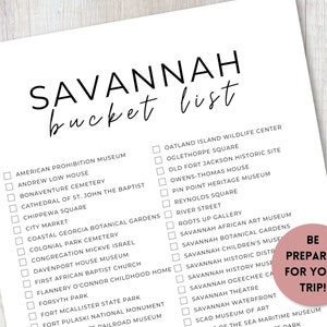 Savannah, Georgia Bucket List Printable | Travel Bucket List | Travel ...