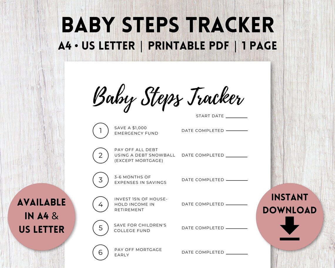 Baby Steps Tracker Printable | Baby Steps Progress Tracker | A4, US ...