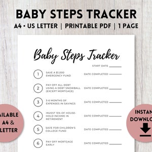 Baby Steps Tracker Printable | Baby Steps Progress Tracker | A4, US ...