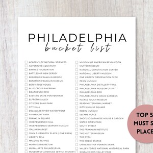 Philadelphia, Pennsylvania Bucket List Printable | Travel Bucket List ...