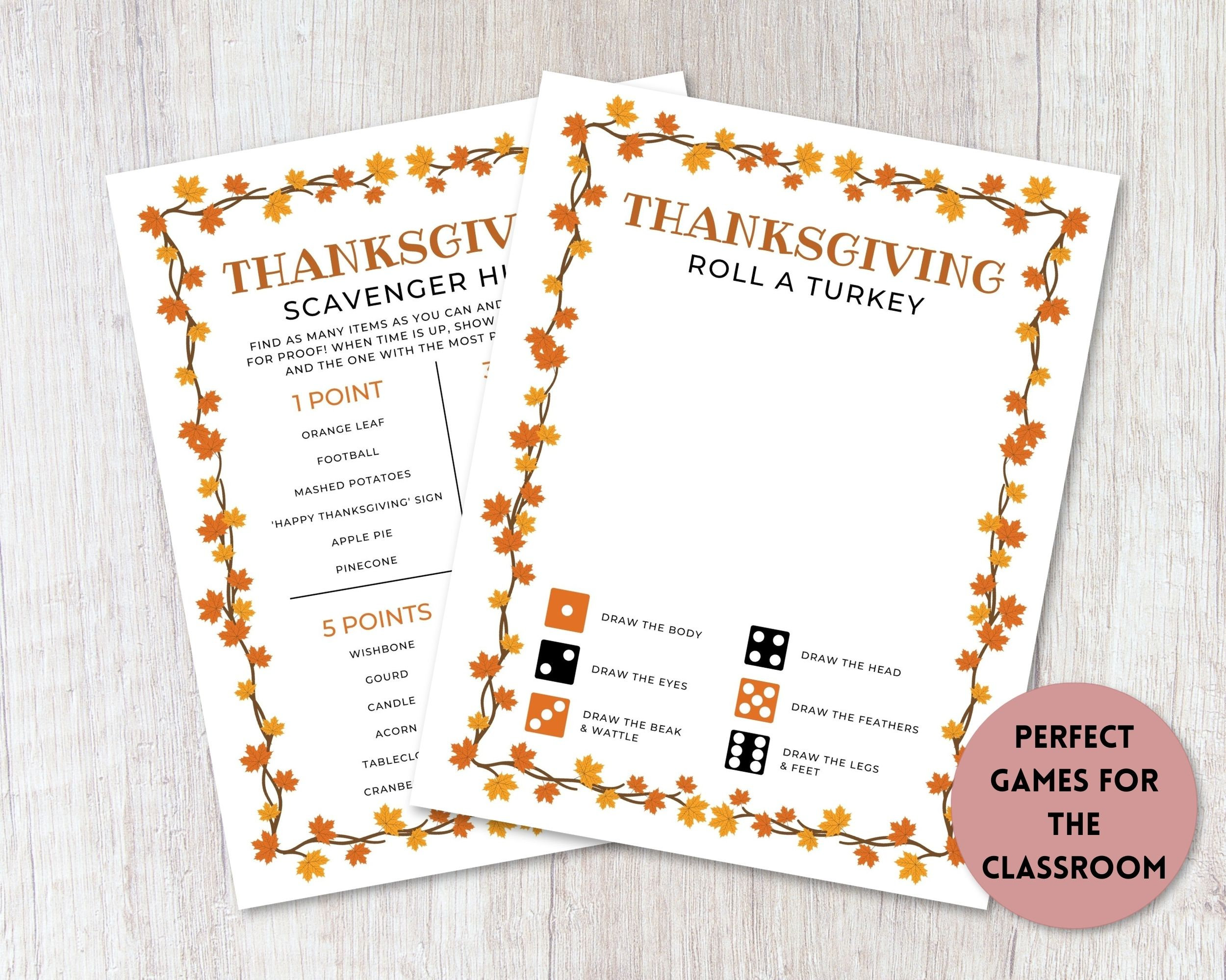 14 Thanksgiving Games for Kids Printable Fall Party Games Classroom ...