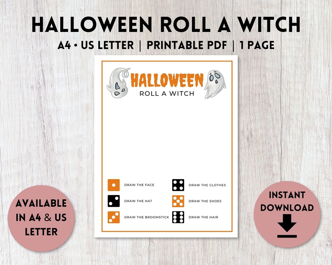 Halloween Roll A Witch Printable Halloween Game for Kids Halloween ...