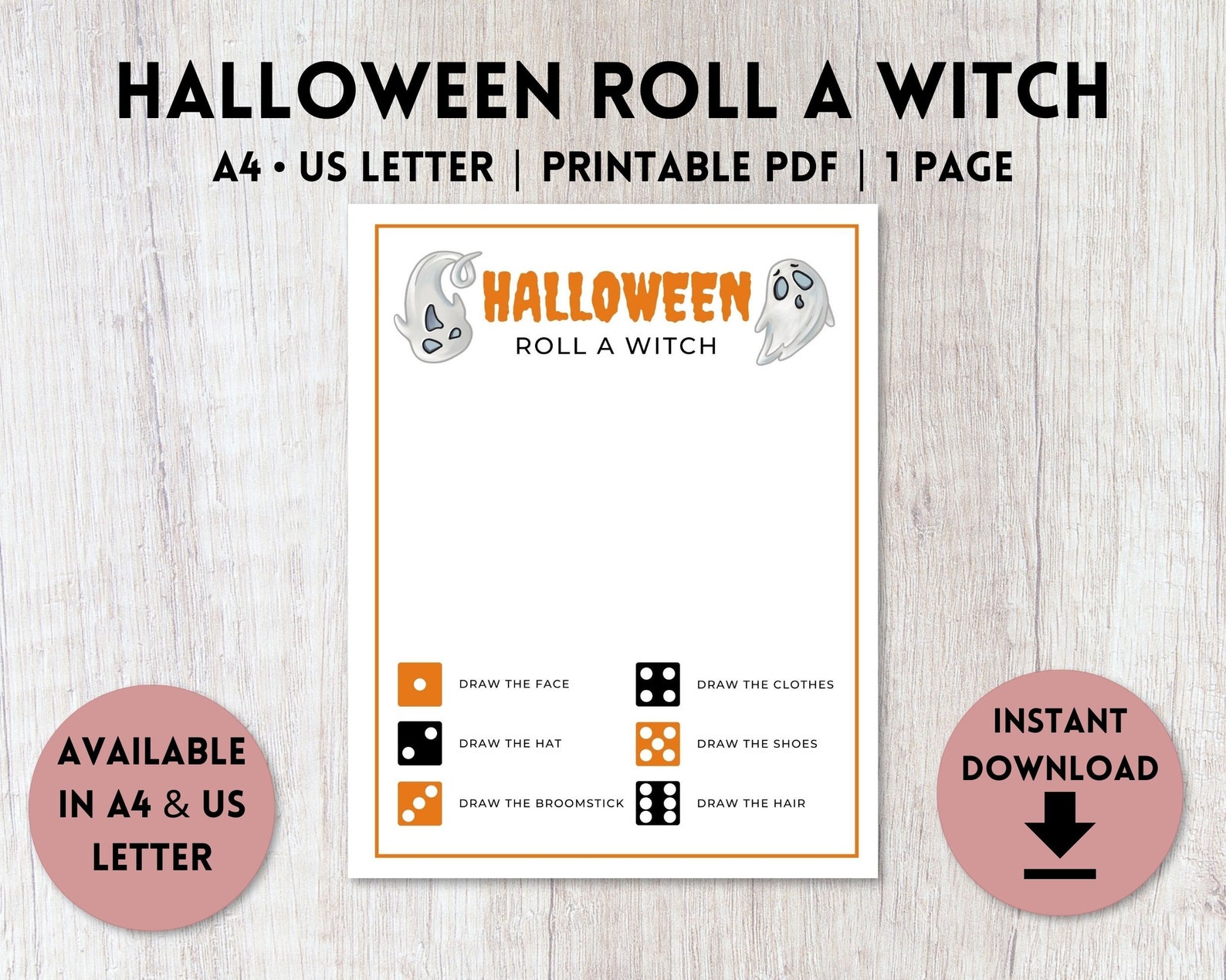 Halloween Roll A Witch Printable Halloween Game for Kids - Etsy