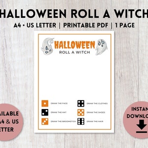 Halloween Roll A Witch Printable Halloween Game for Kids | Etsy