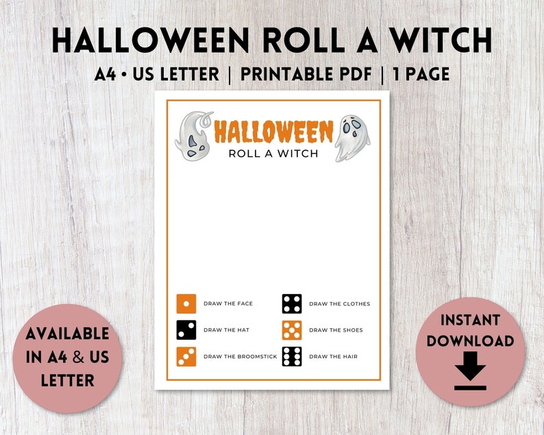 Halloween Roll A Witch Printable Halloween Game for Kids Halloween ...