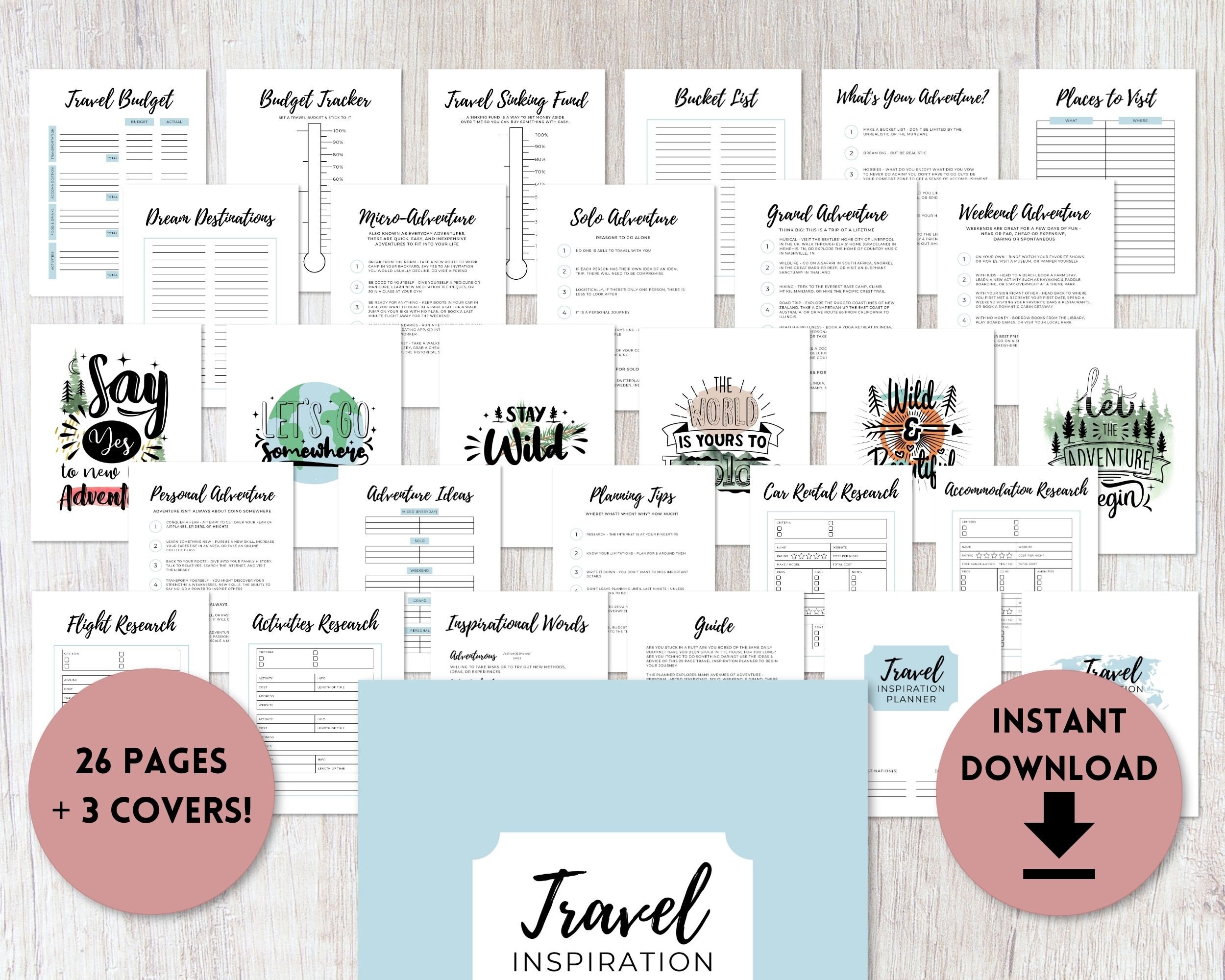 Travel Inspiration Planner Printable Vacation Inspiration - Etsy