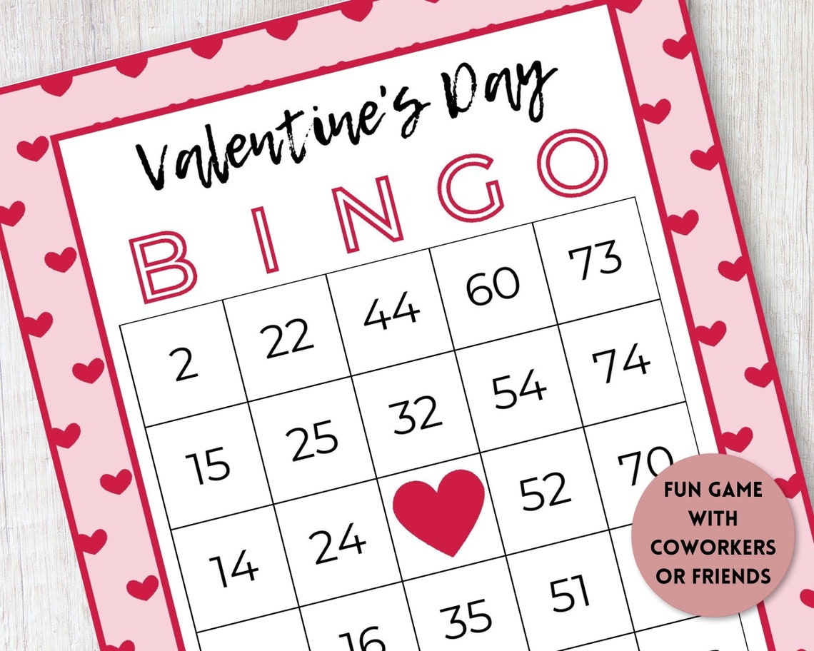 30 Valentines Day Bingo Cards Printable Pink Red Valentines | Etsy