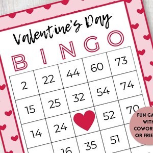 30 Valentines Day Bingo Cards Printable Pink Red Valentines | Etsy
