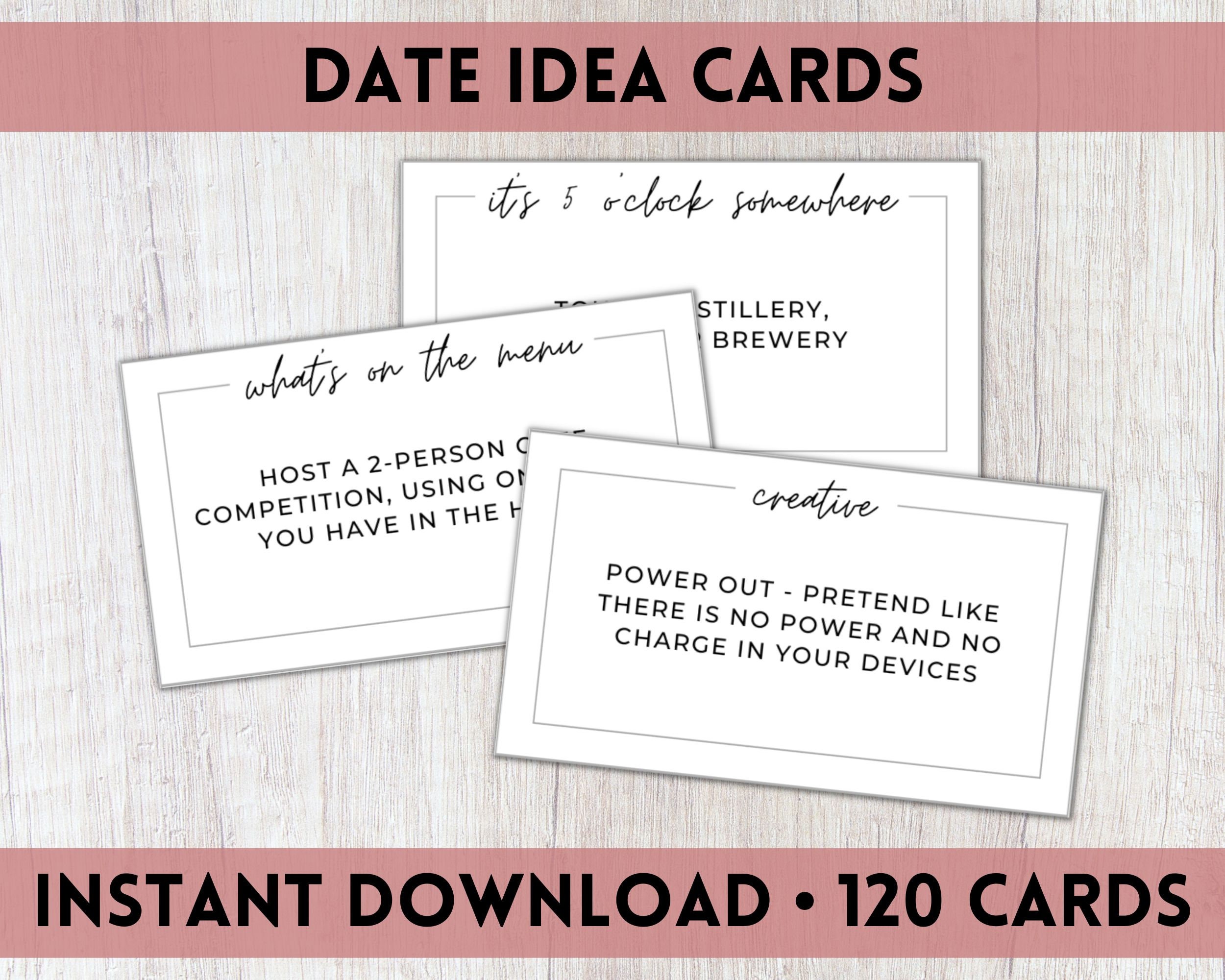 120 Date Idea Cards Printable Date Night Cards Valentines Day Gift for ...