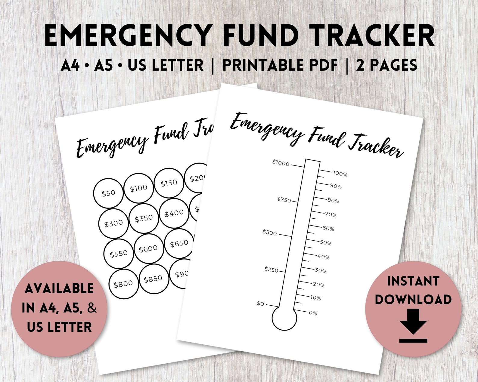 Emergency Fund Tracker Printable Savings Goal Tracker Thermometer Baby ...