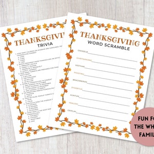 14 Thanksgiving Games for Kids Printable | Fall Party Games | Classroom ...