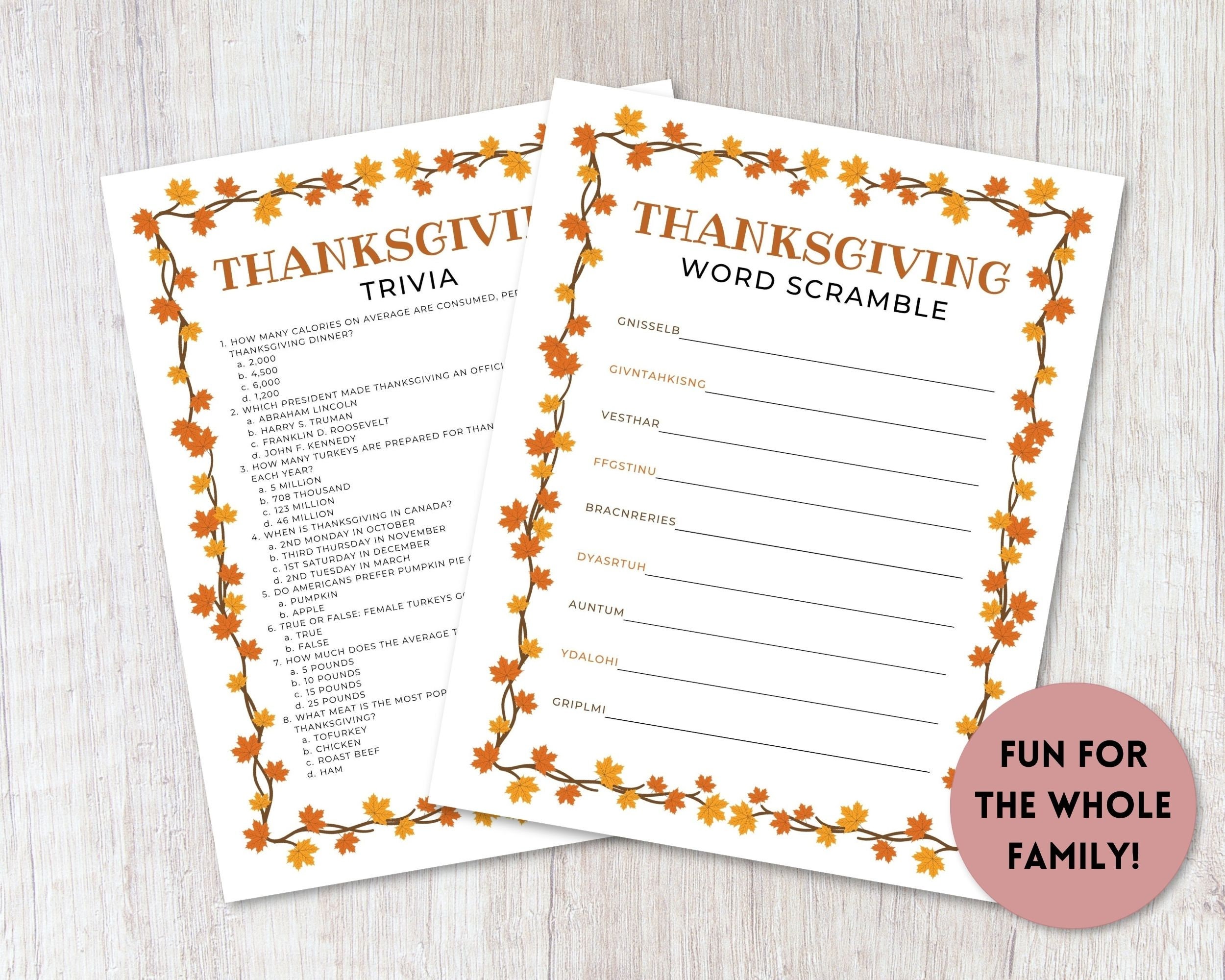 14 Thanksgiving Games for Kids Printable Fall Party Games Classroom ...