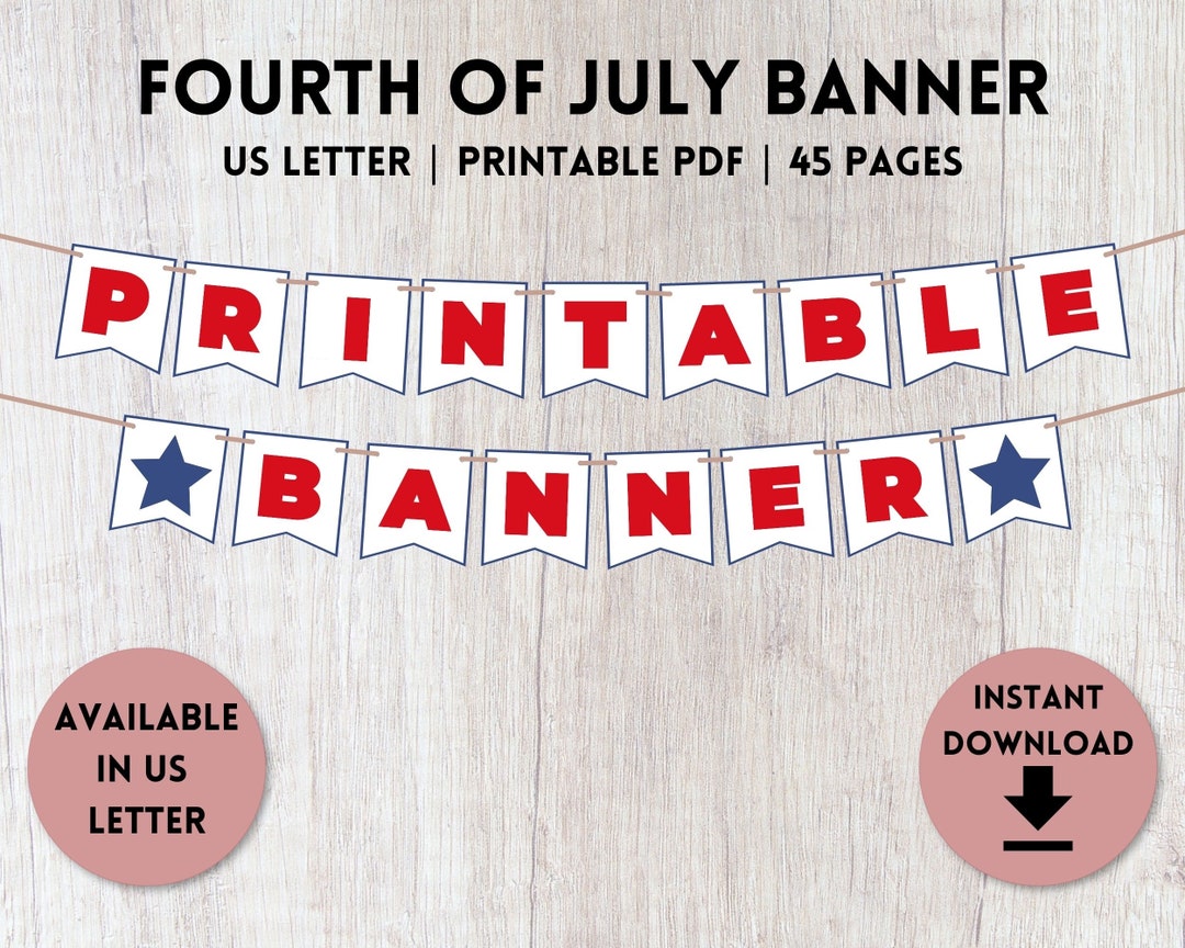 4th of July Banner Printable | Independence Day Party Decorations | Red ...
