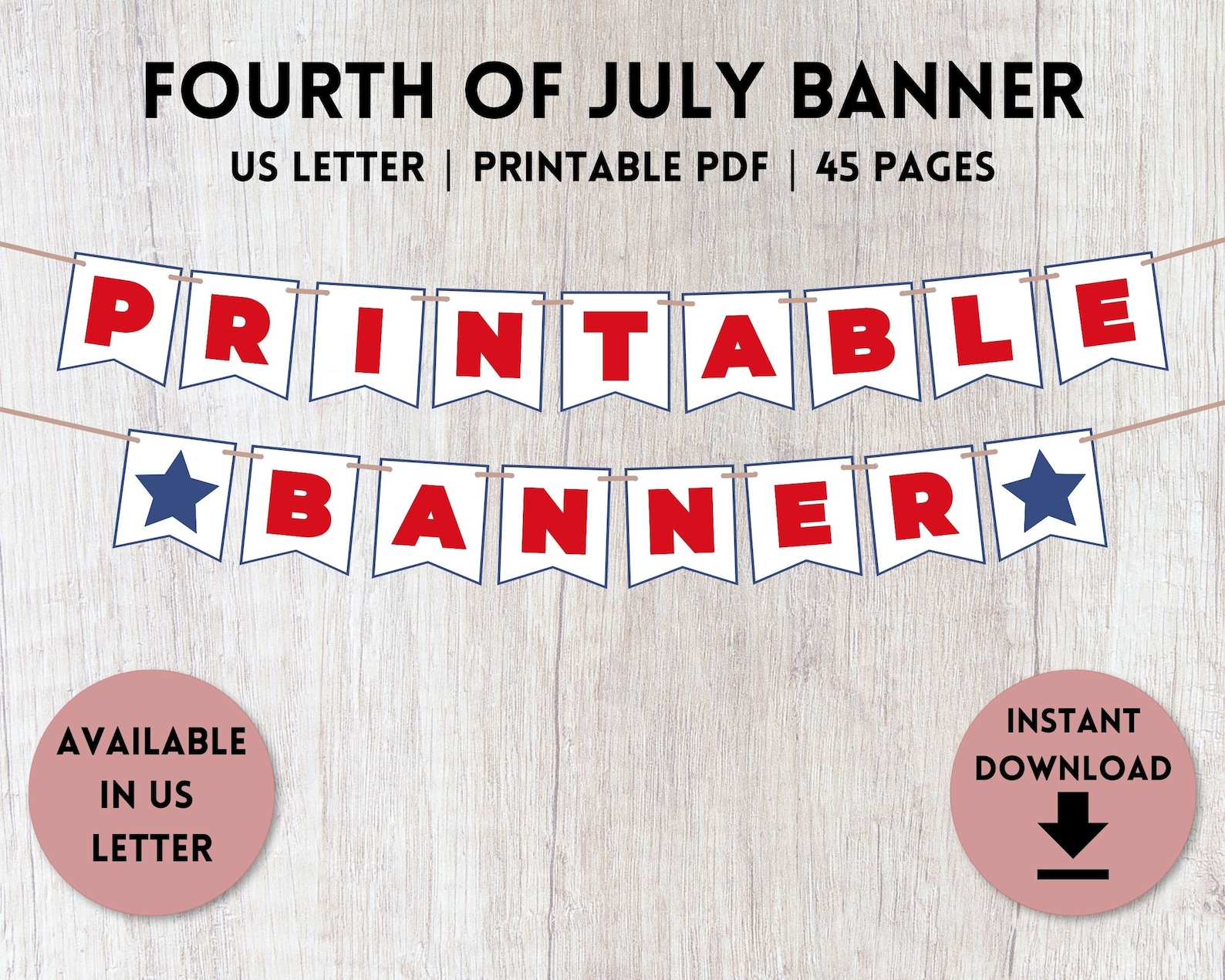 4th of July Banner Printable Independence Day Party - Etsy