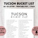 Tucson Arizona Bucket List Printable Travel Bucket List - Etsy