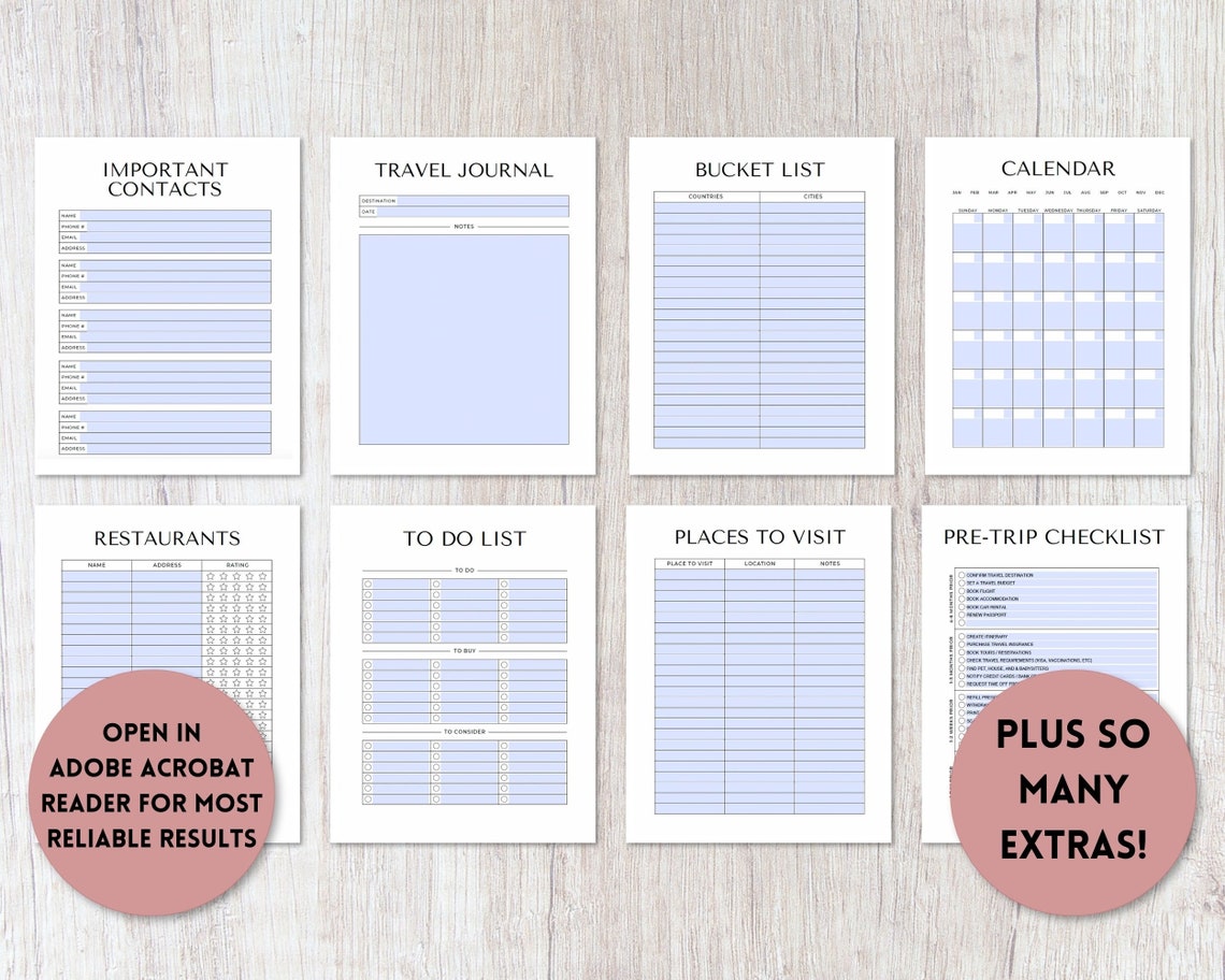 Editable Travel Planner Printable Vacation Itinerary | Etsy