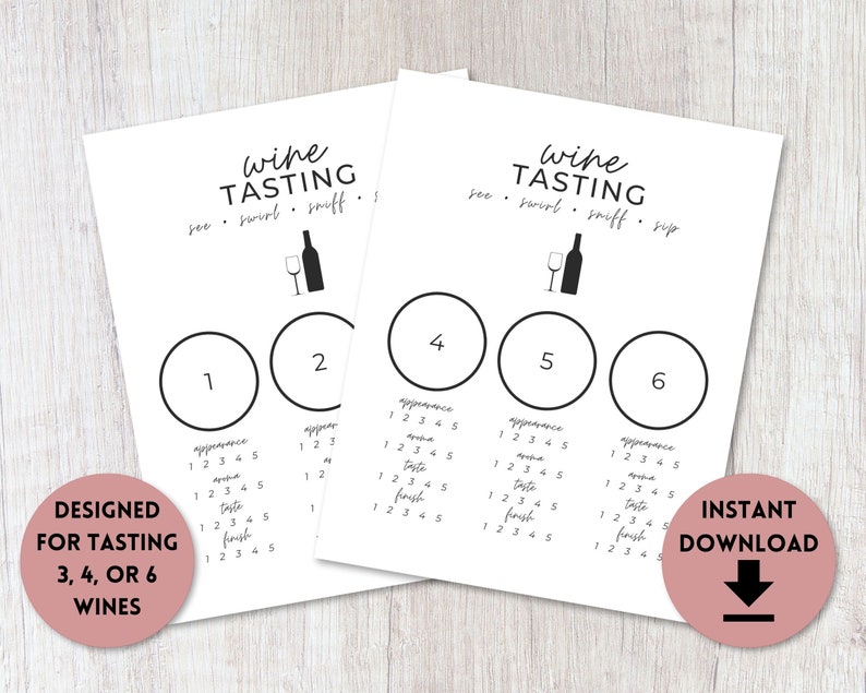 Wine Tasting Score Card Printable | Wine Tasting Party Kit | Wine ...