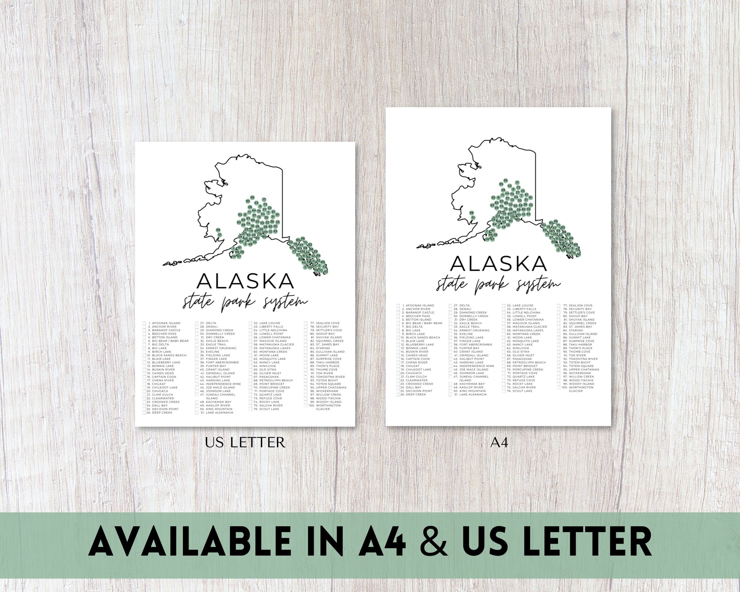 Alaska State Park Map Printable State Park Checklist State Parks Check ...