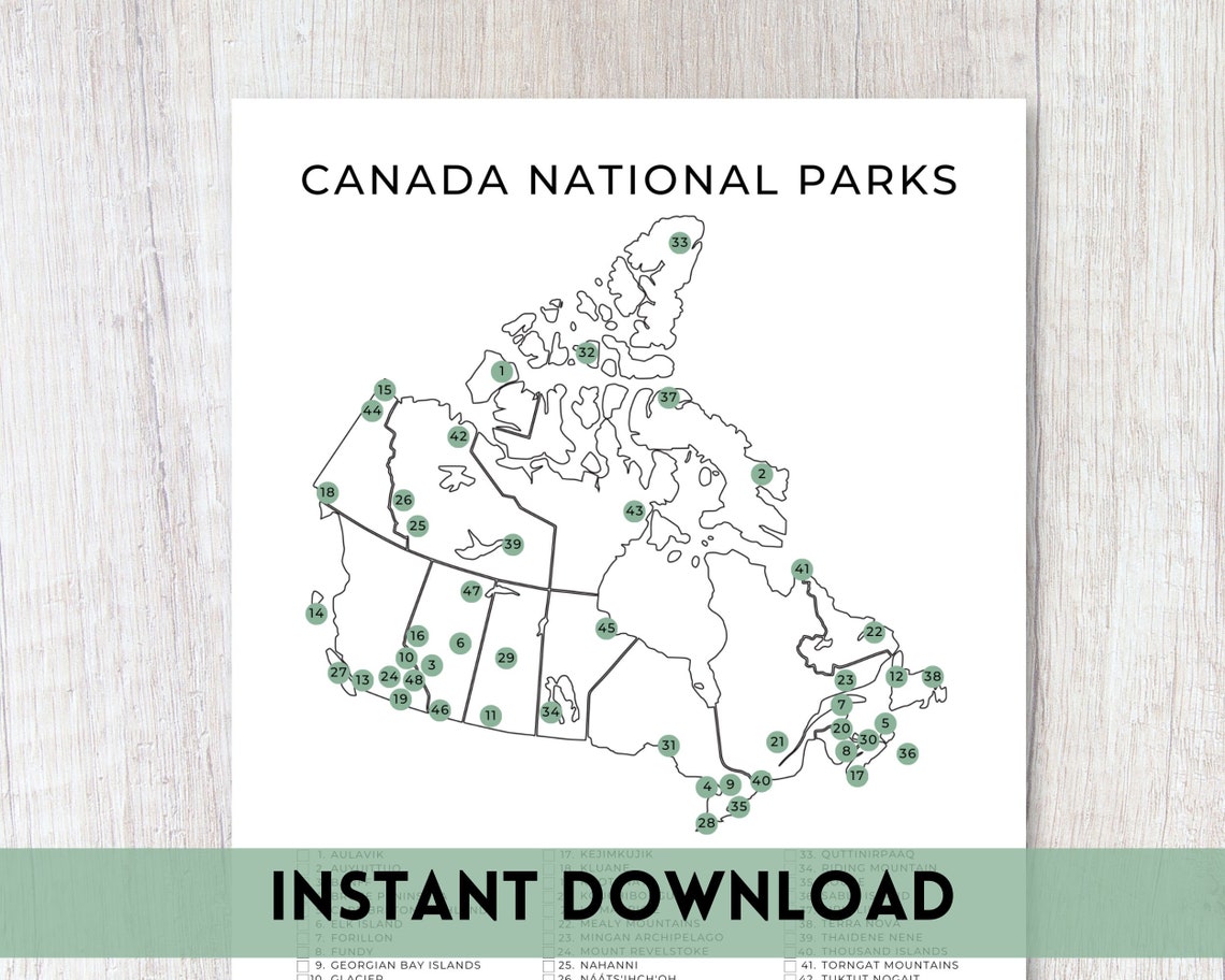 Canada National Park Checklist Printable Canada National Parks National ...