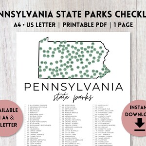 Pennsylvania State Park Map Printable | State Park Checklist | State ...