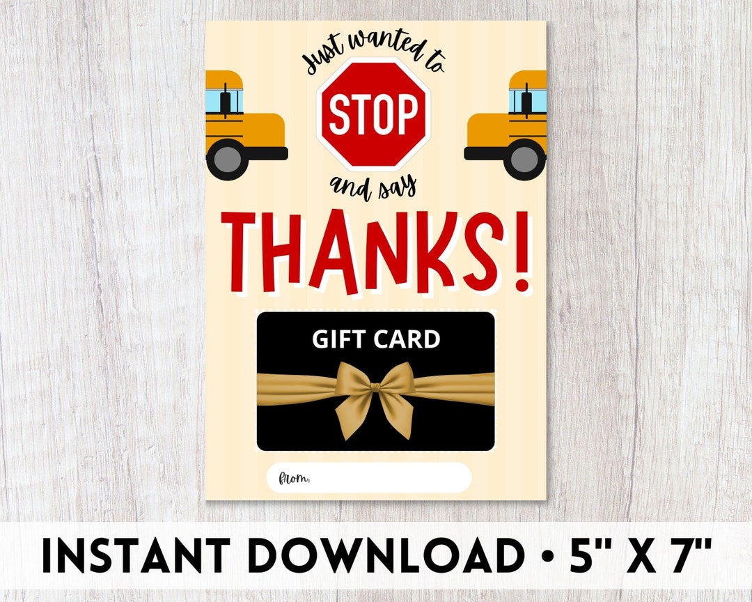 Bus Driver Gift Card Holder Printable | Bus Driver Appreciation | Bus ...