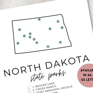 North Dakota State Park Map Printable | State Park Checklist | State ...
