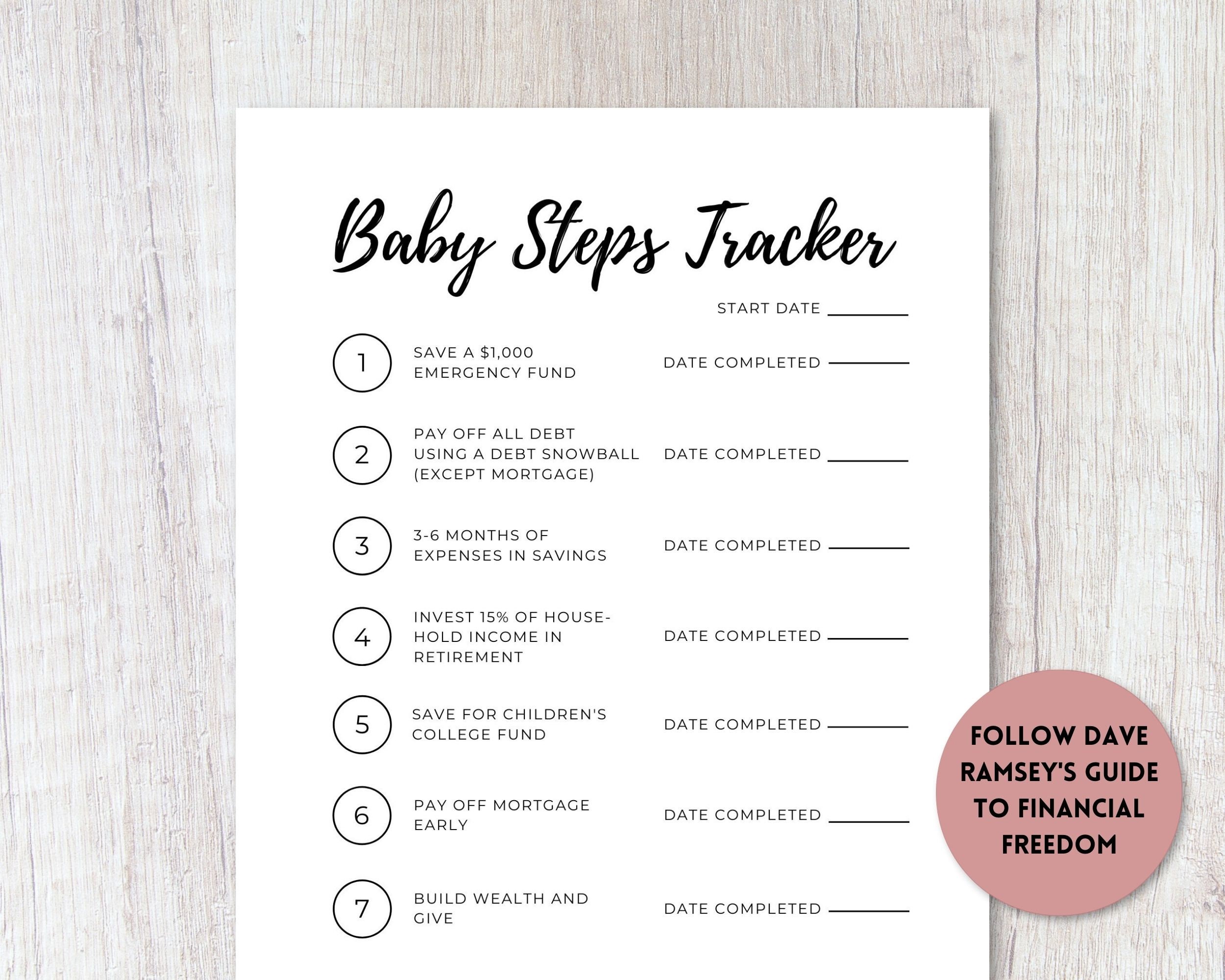 Baby Steps Tracker Printable | Baby Steps Progress Tracker | A4, US ...