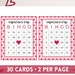 30 Valentines Day Bingo Cards Printable | Pink, Red Valentines Bingo ...