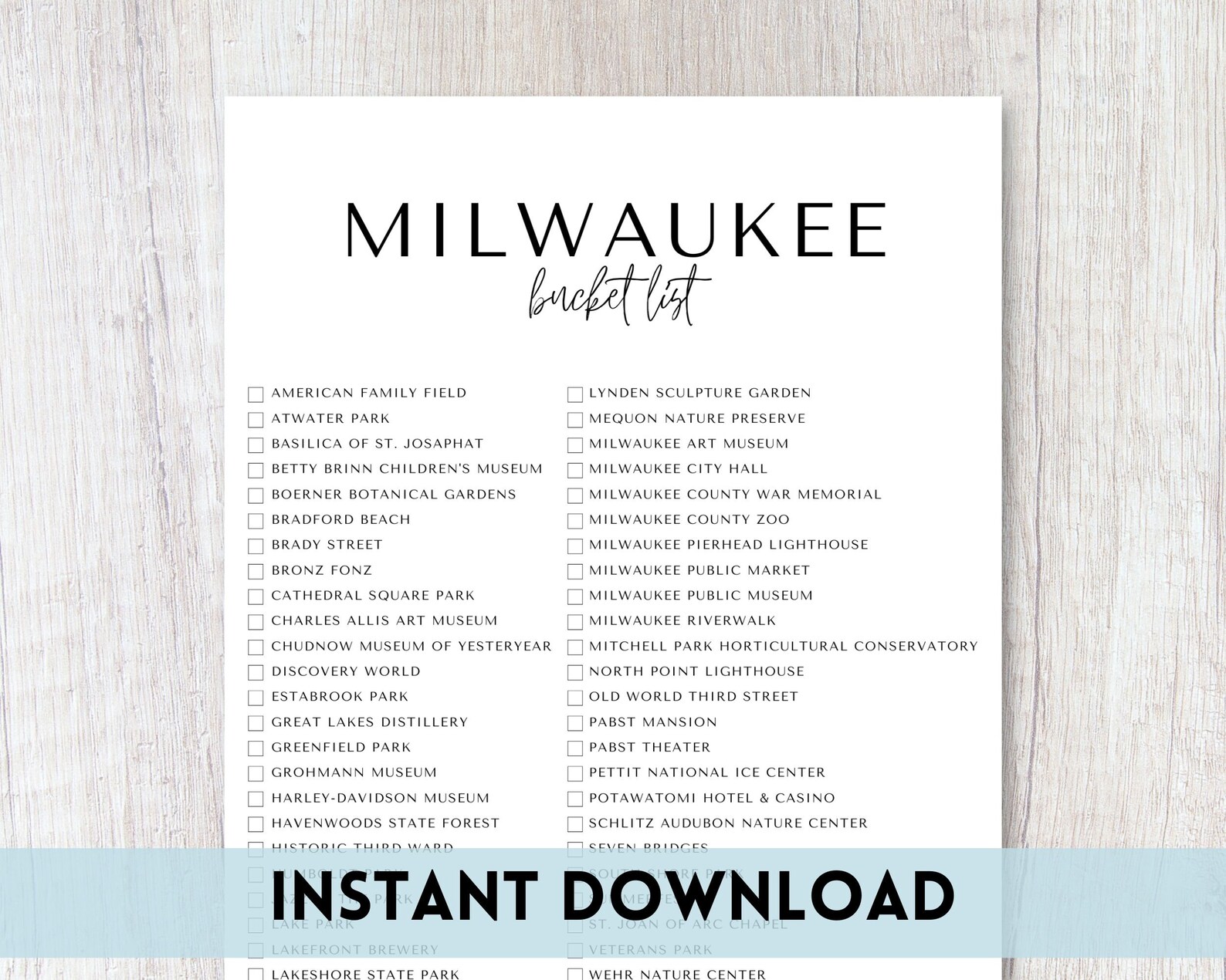Milwaukee, Wisconsin Bucket List Printable | Travel Bucket List ...