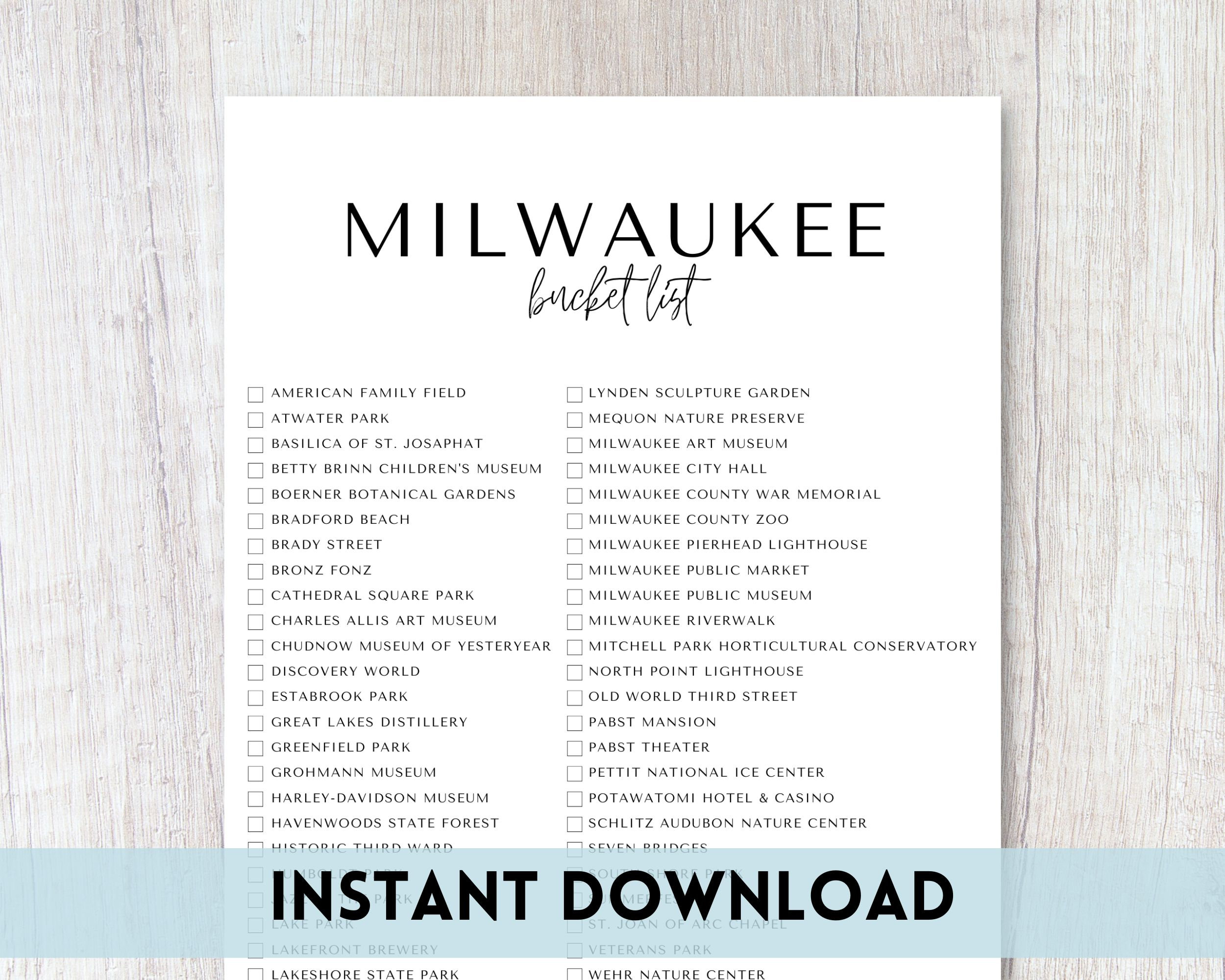 Milwaukee, Wisconsin Bucket List Printable | Travel Bucket List ...