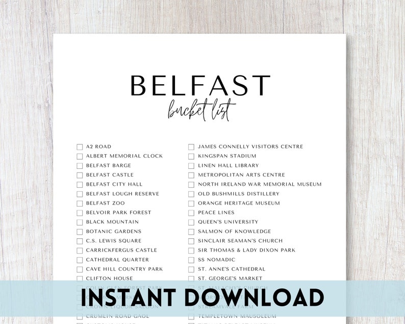 Belfast, Northern Ireland Bucket List Printable Travel Bucket List ...