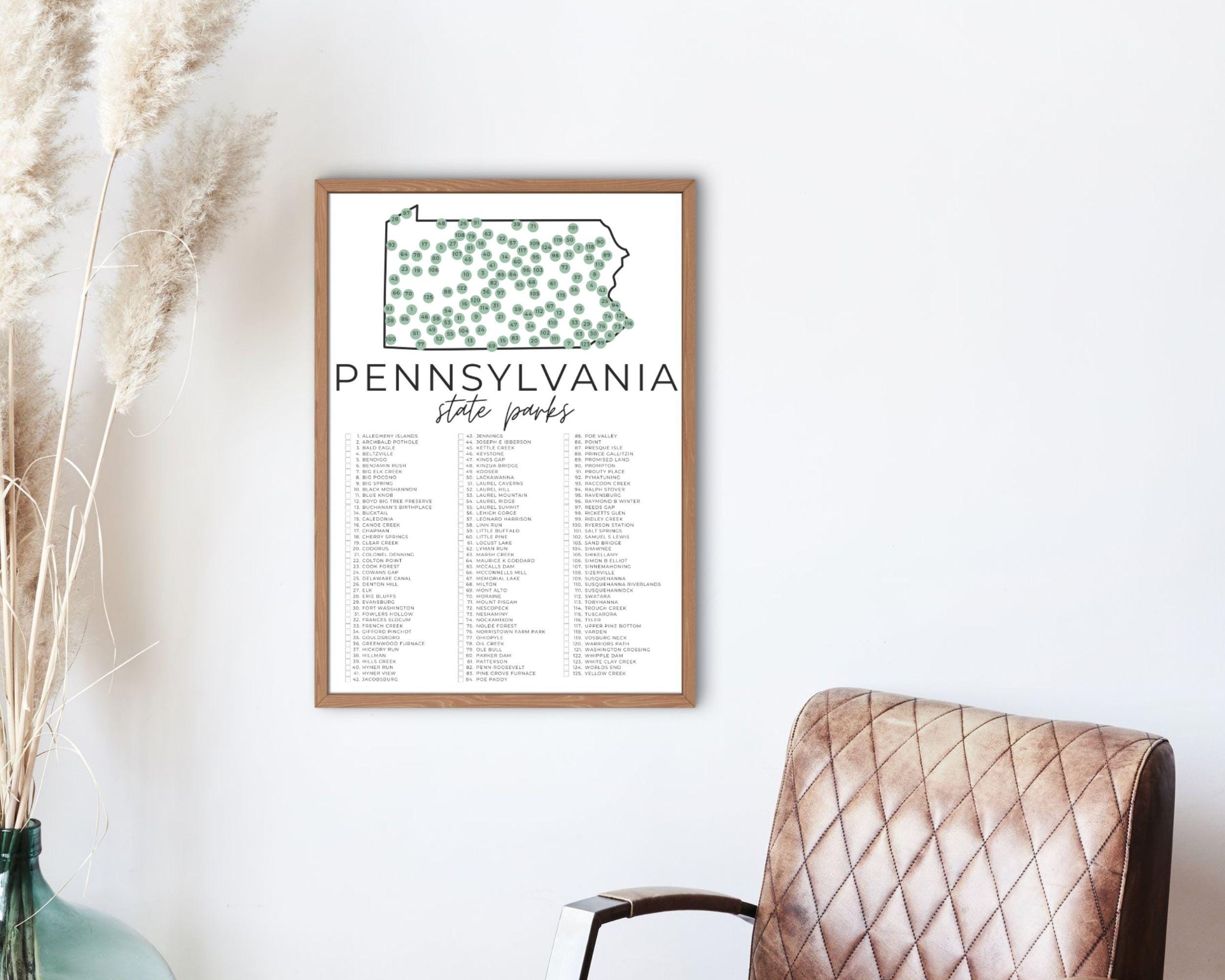 Pennsylvania State Park Map Printable | State Park Checklist | State ...