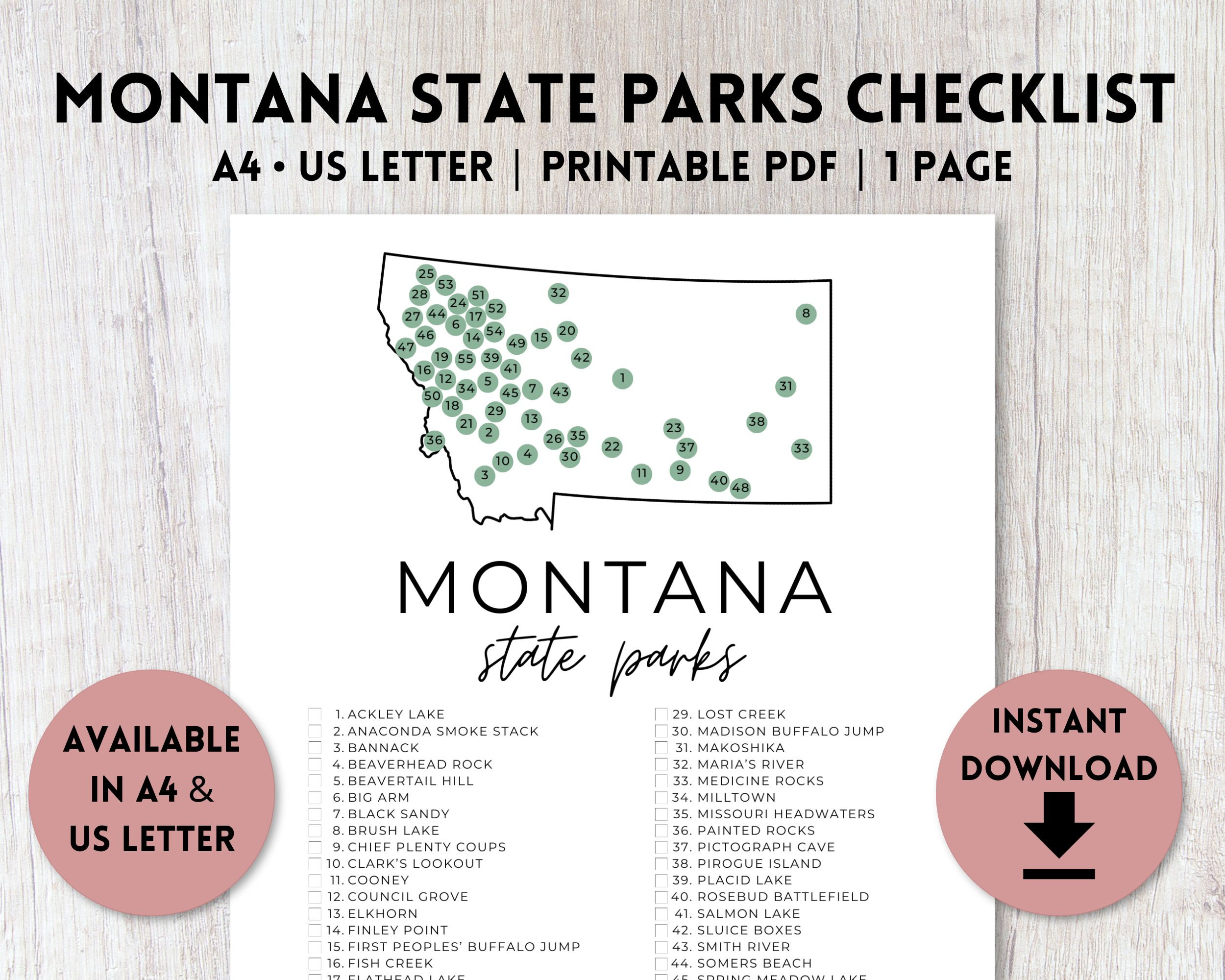 Montana State Park Map Printable | State Park Checklist | State Parks ...